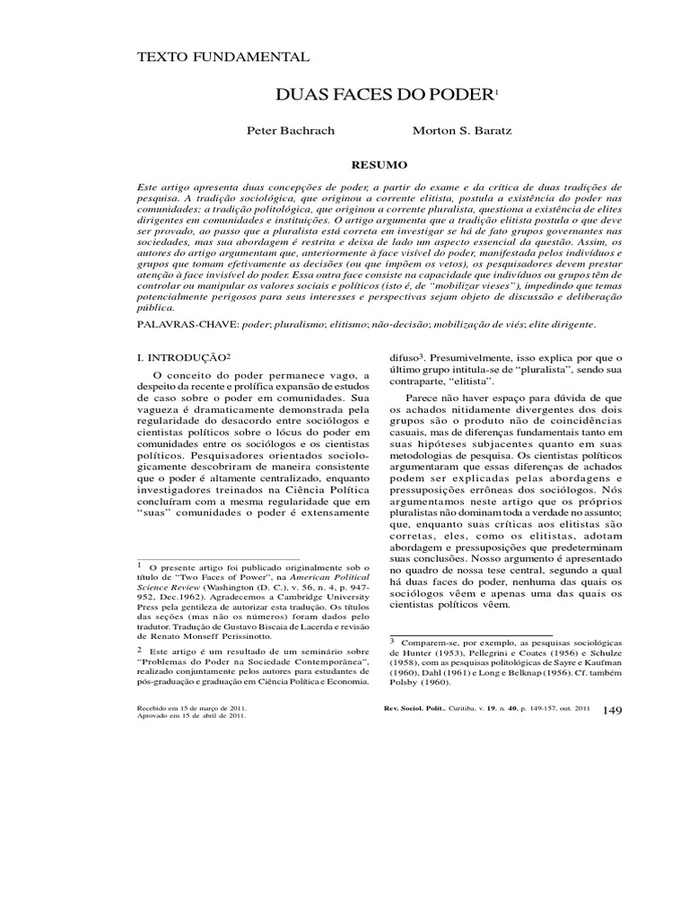 BACHRACH-BARATZ - Duas Faces Do Poder | Download grátis PDF | Poder ...