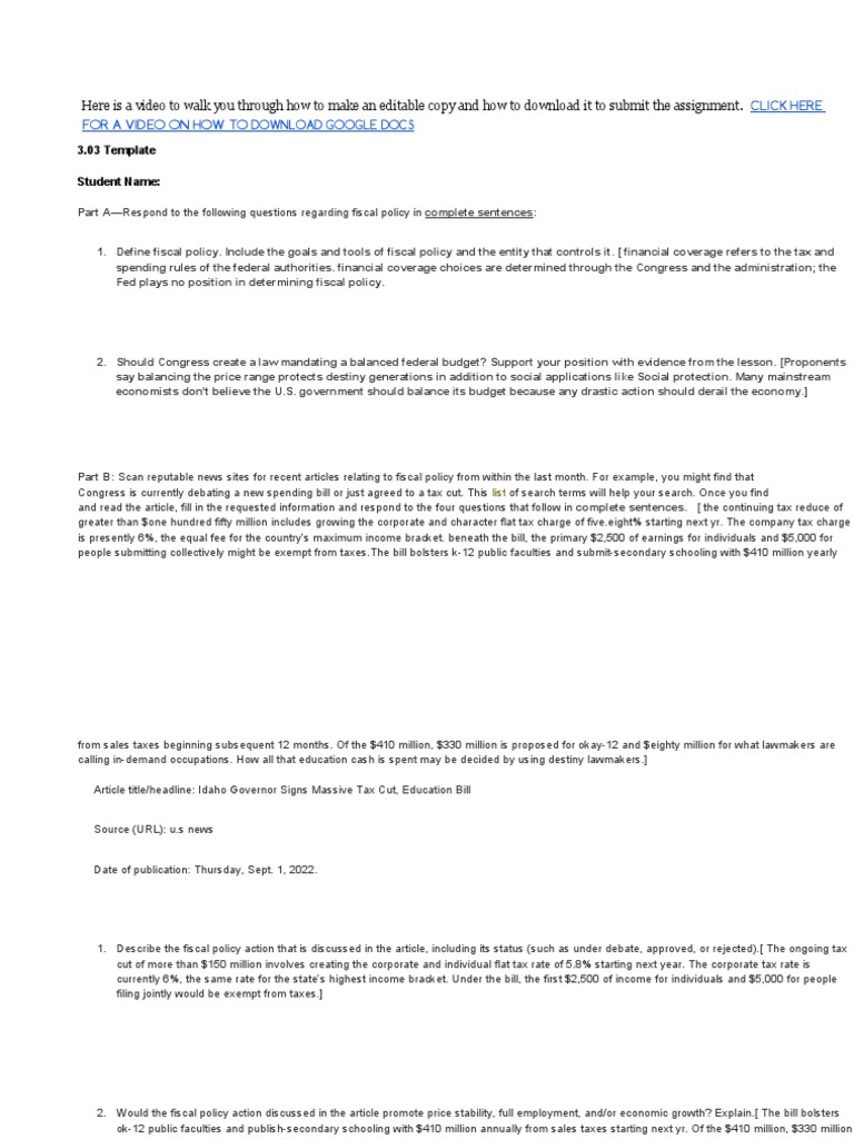 3.03 Template | PDF | Taxes | Fiscal Policy