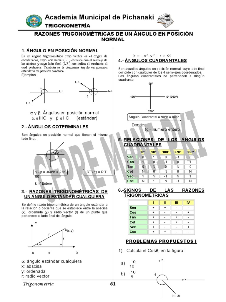 4°.posición Normal | Descargar gratis PDF | Trigonometría | Funciones ...