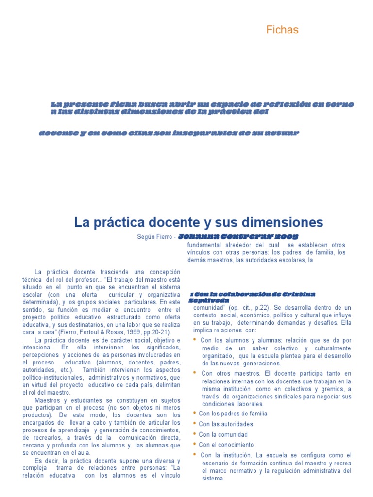 Cecilia Fierro La - Practica - Docente - y - Sus - Dimensiones | PDF | Método de enseñanza ...
