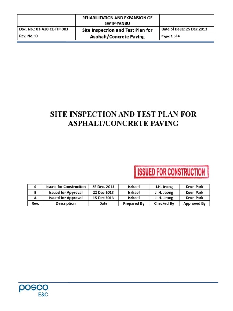 ITP For ASPHALT CONCRETE PAVING | PDF | Road Surface | Concrete