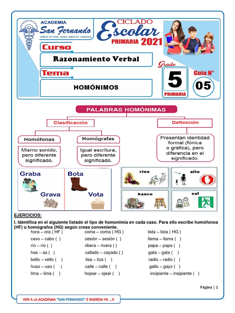 Ejercicios de Homonimia y Homografía | PDF | Arte