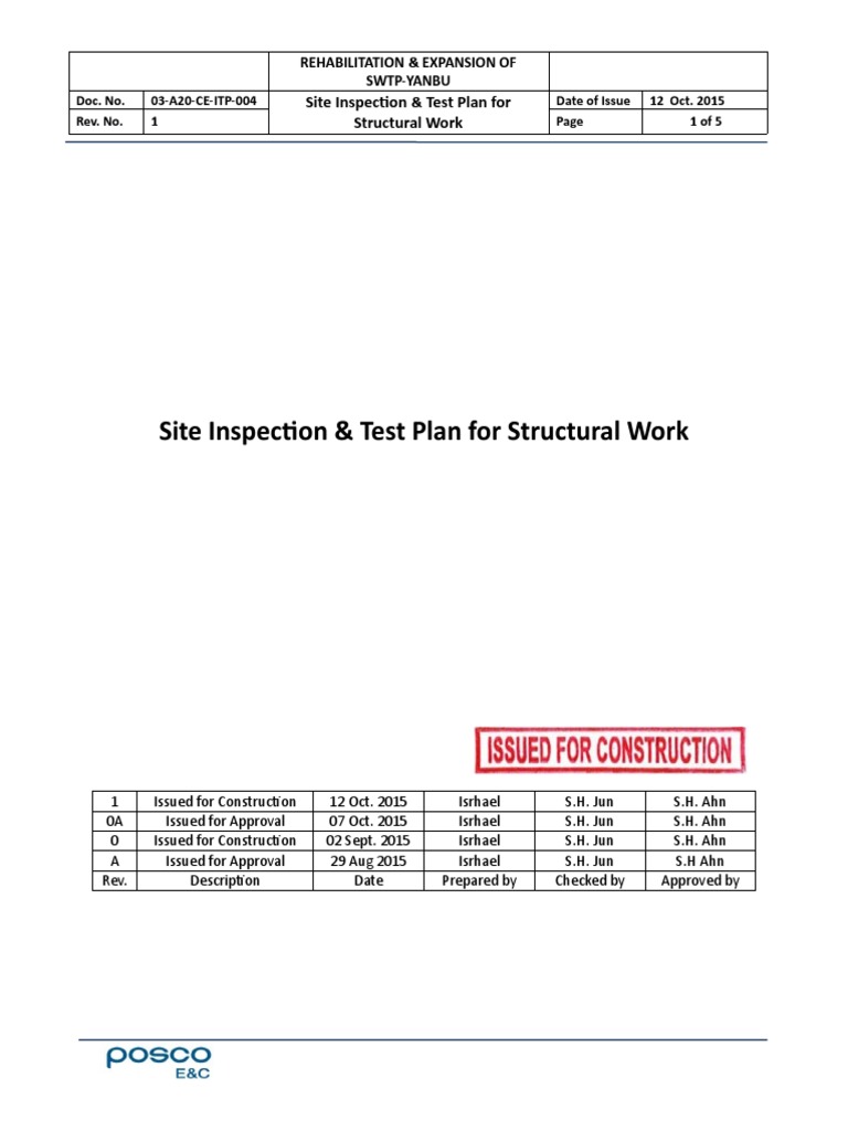 ITP For Structural Work-1 | PDF | Building Materials | Civil Engineering