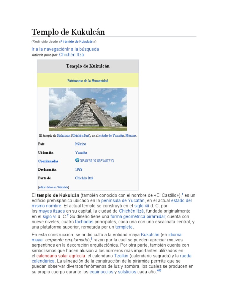 Templo de Kukulcán en Chichén Itzá | PDF | Península de Yucatán ...