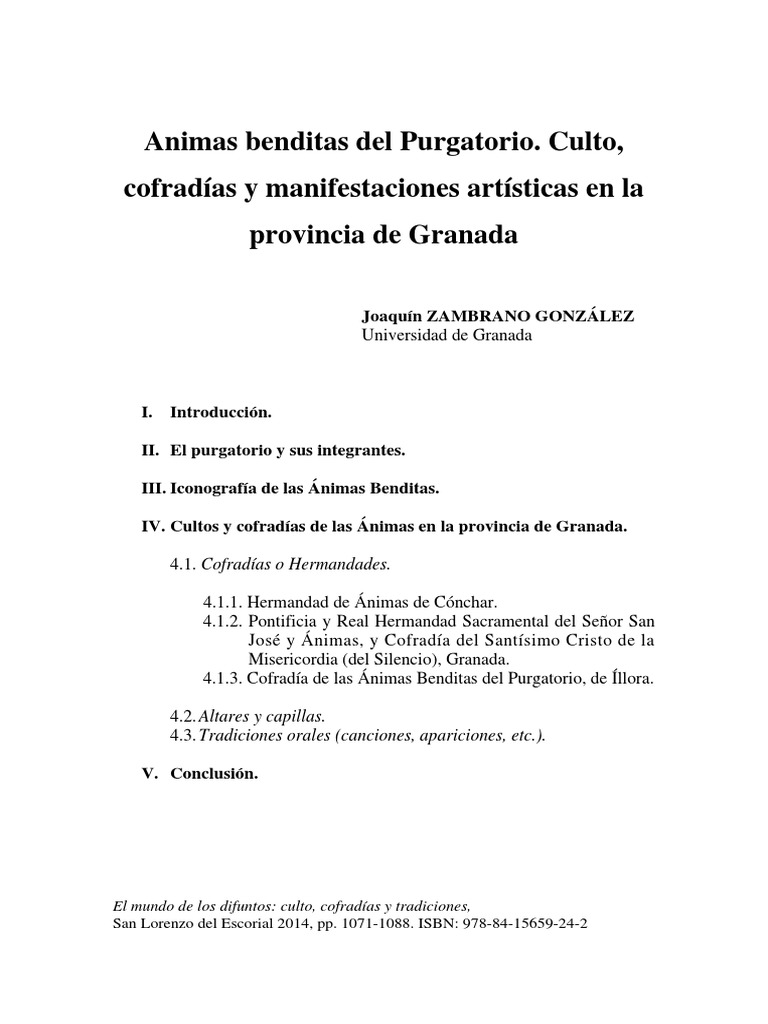 Animas Benditas Del Purgatorio. Culto, Cofradías y Manifestaciones ...