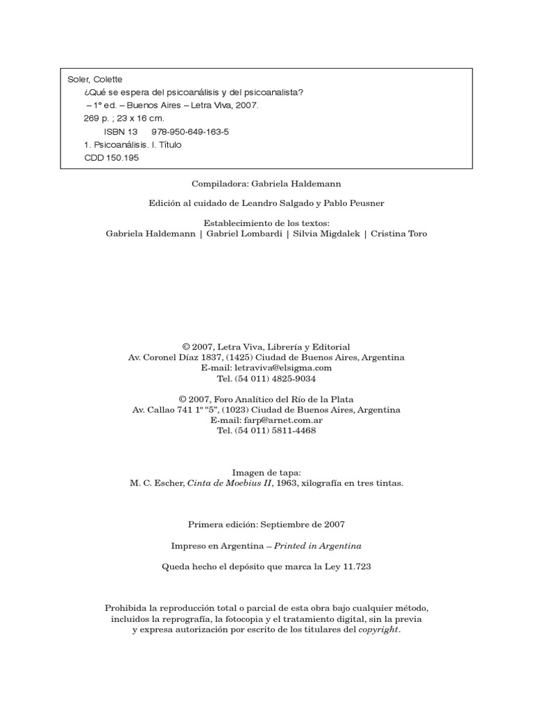 Colette Soler El Rechazo Del Inconciente. en Qué Se Espera Del ...