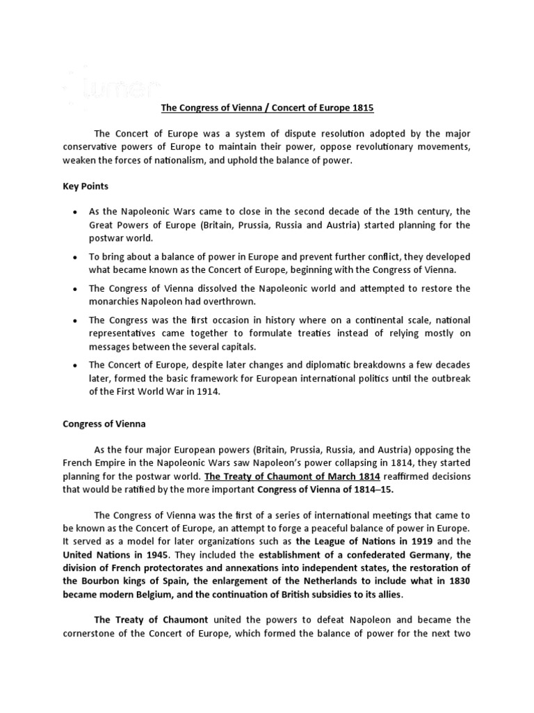 The Congress of Vienna 1815 | PDF | Europe | International Relations