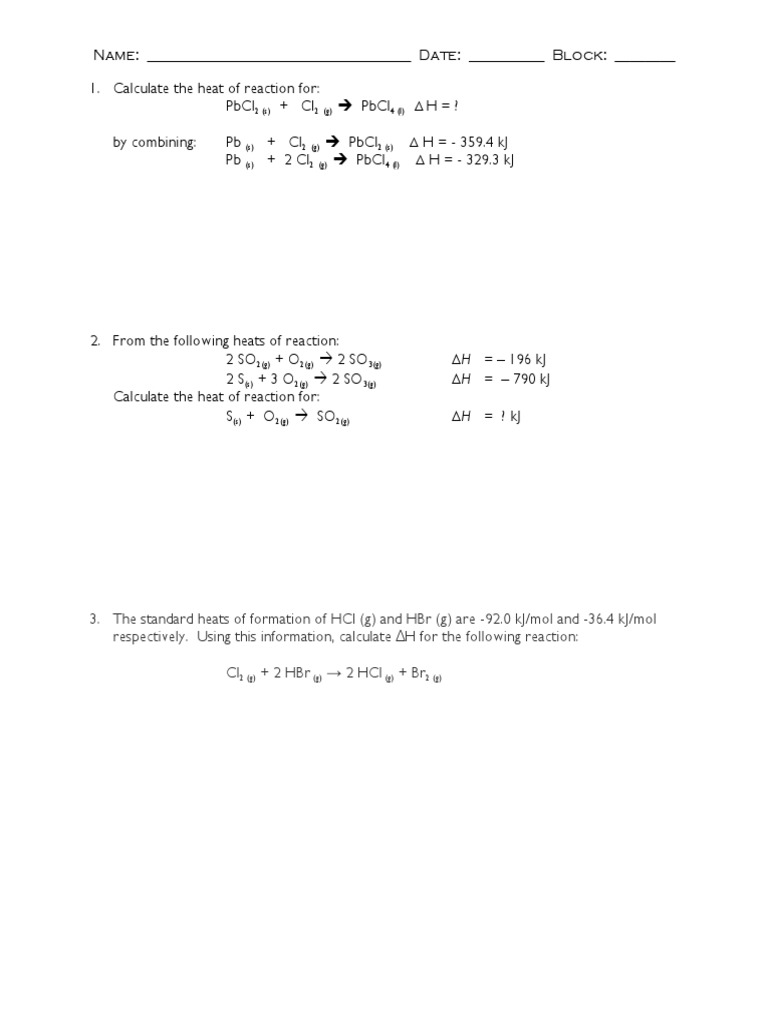 Hess Law Worksheet | PDF | Teaching Methods & Materials