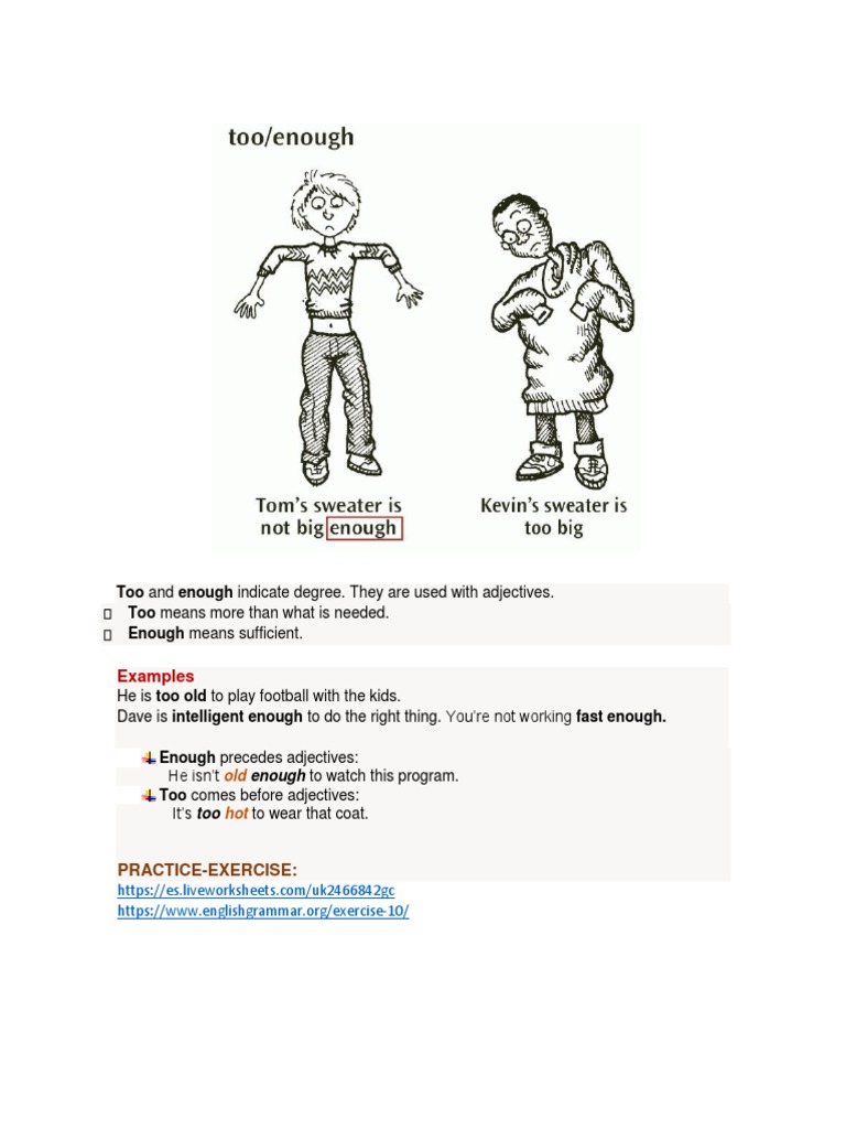 Too and Enough | PDF