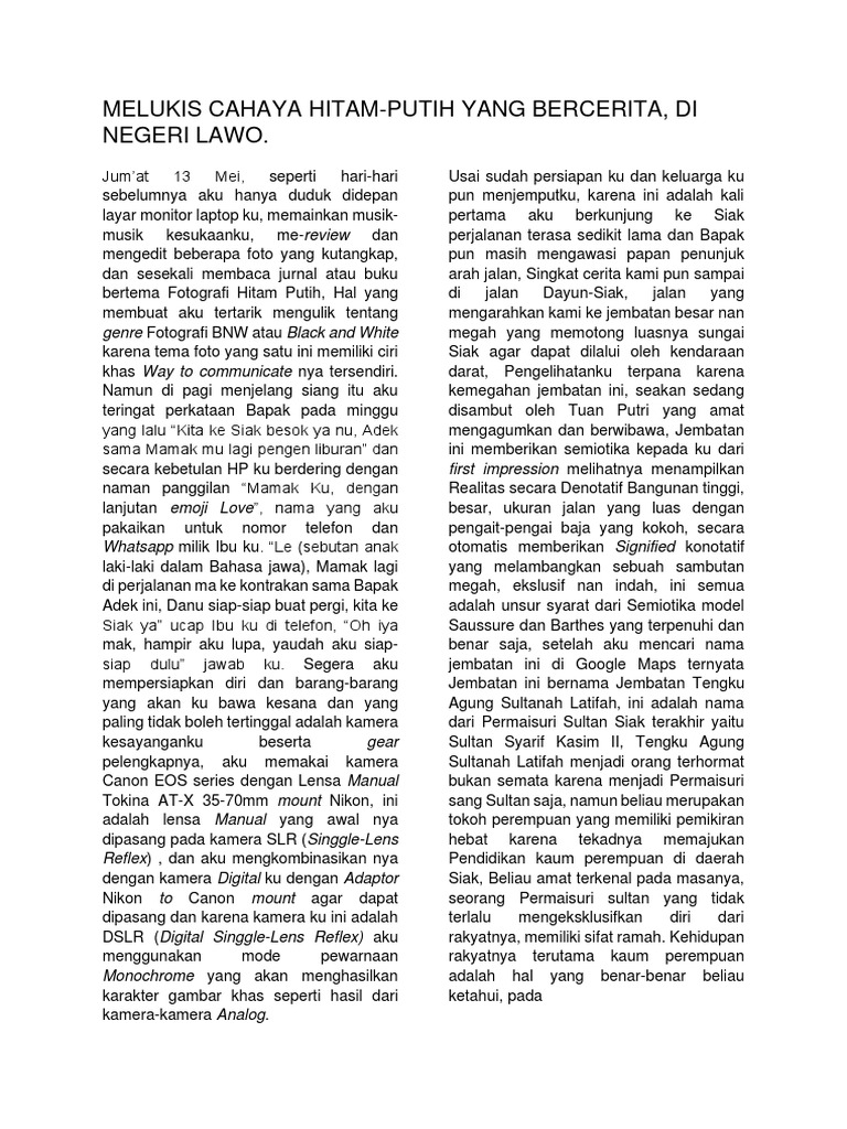 Melukis Cahaya Hitam-Putih Di Negeri Lawo | PDF