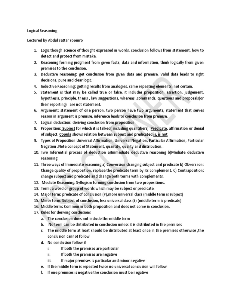 Logical Reasoning | PDF | Logic | Deductive Reasoning