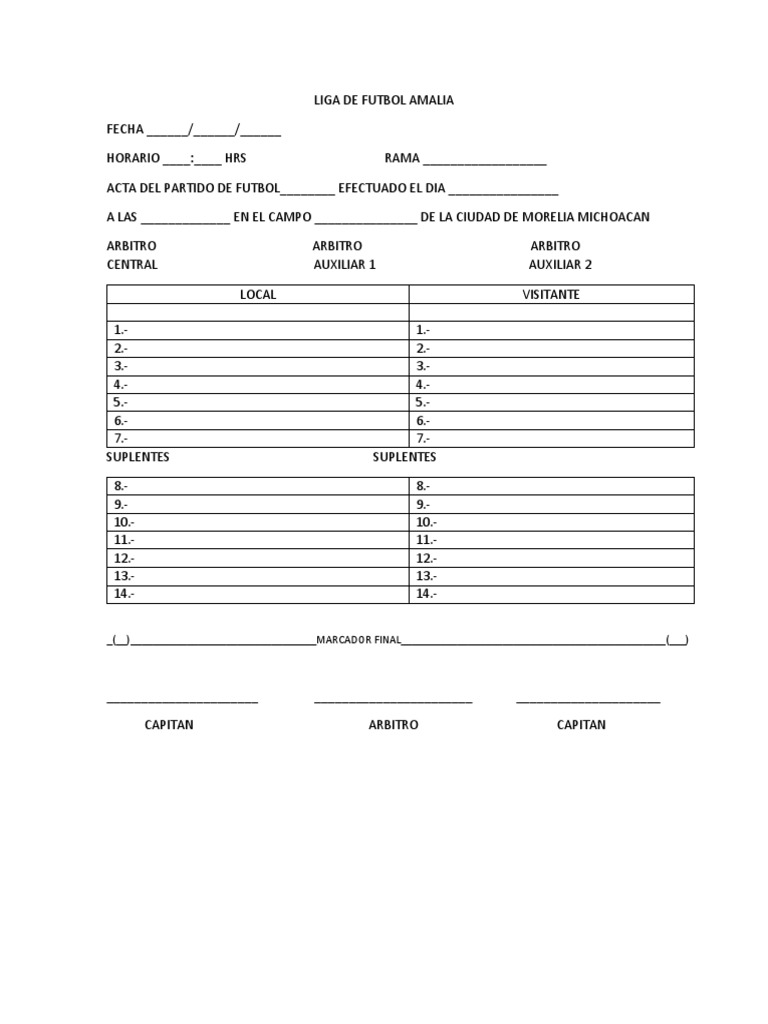 Cedula Arbitral de Fut 7 | PDF