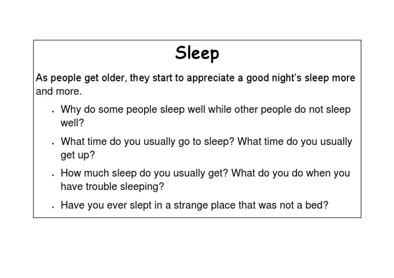 Sleep Flashcard Speaking | PDF | Self-Improvement