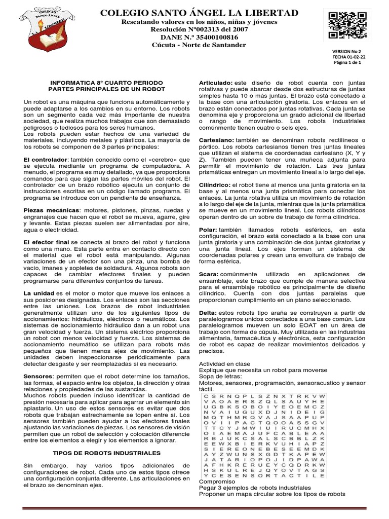 Tiposde Robots | PDF | Robot | Robótica