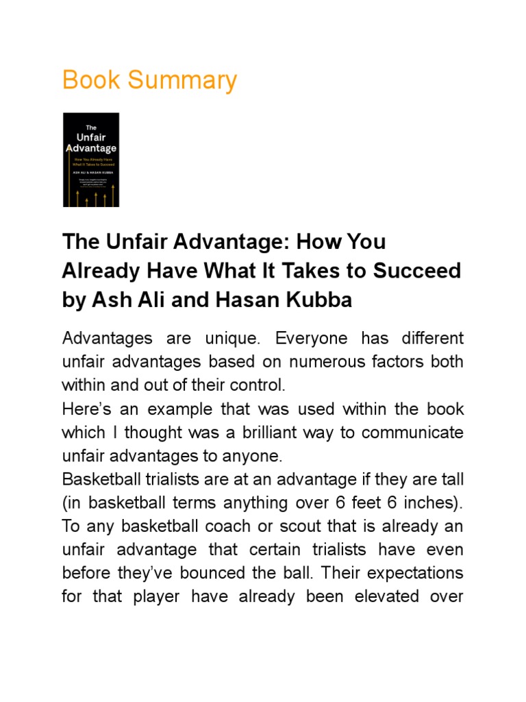 The Unfair Advantage by Ash Ali and Hasan Kubba | PDF | Mindset | Expert