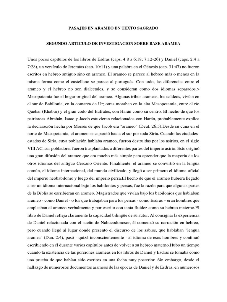 Segundo Articulo de Investigacion Sobre Base Aramea | PDF | Daniel (figura bíblica) | Lenguaje ...