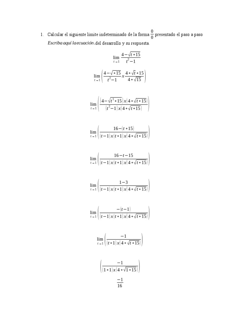 Cálculo de Límite Indeterminado 0/0 | PDF