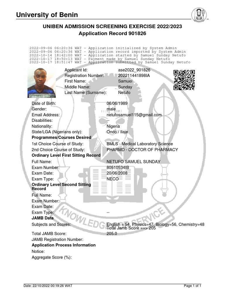 Application Slip | PDF