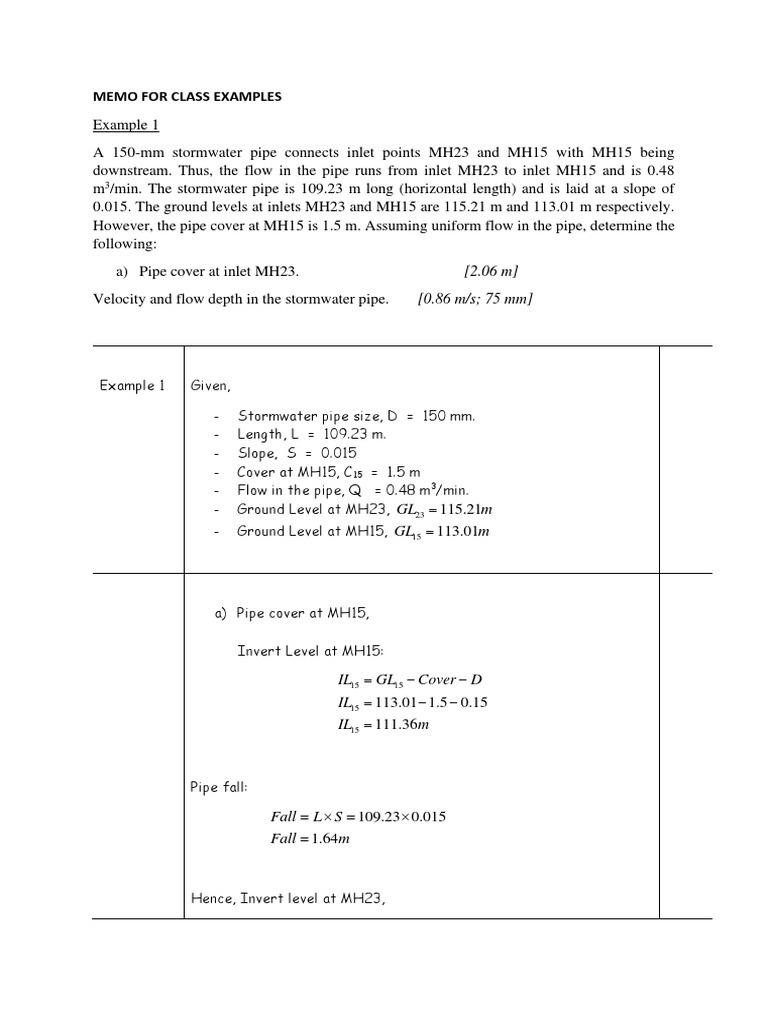 Week 11 Examples, MEMO | PDF | Chemical Engineering | Hydrology
