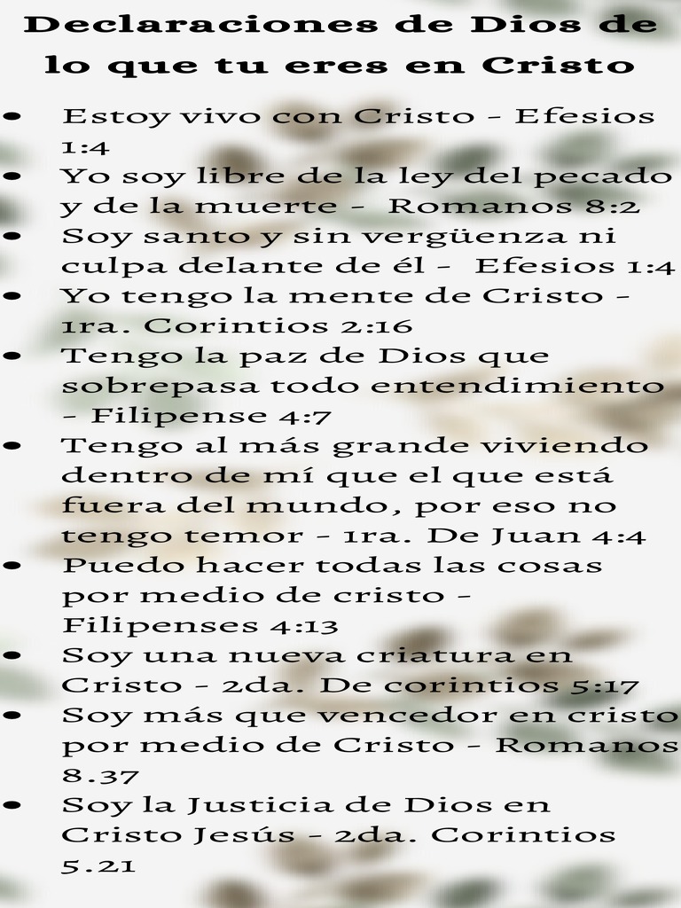 Declaraciones de Dios de Lo Que Tu Eres en Cristo | PDF | Cristo (título) | Dios en el cristianismo