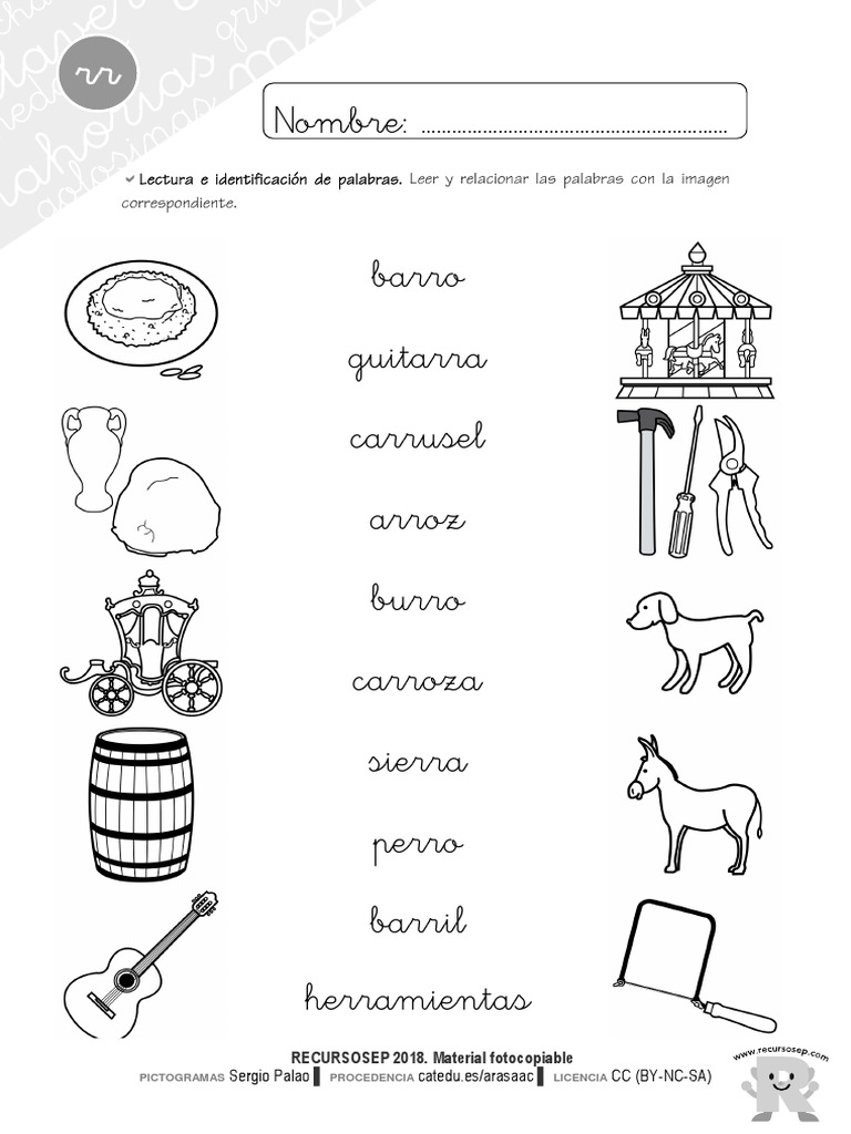 Actividades de lectoescritura con "rr" | PDF