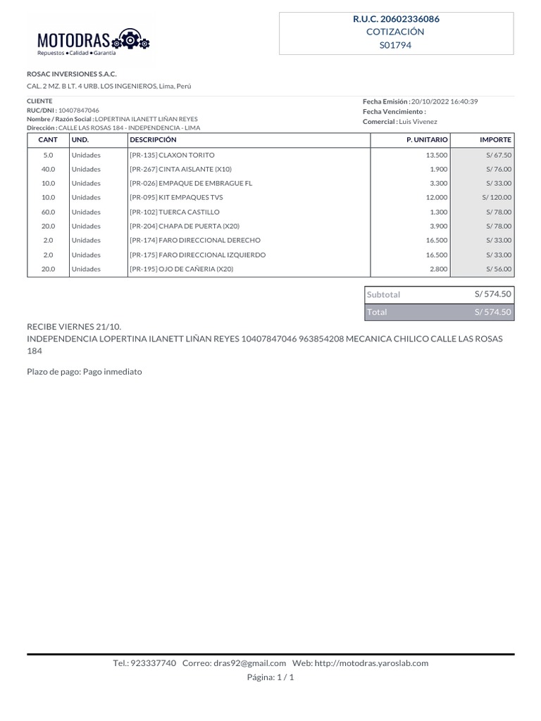 Pedido - S01794 | PDF