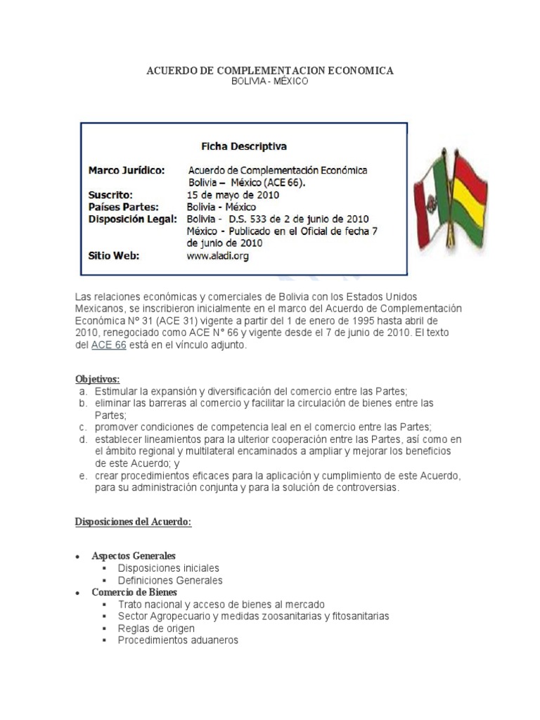 Acuerdo de Complementacion Economica Ace 66 | PDF