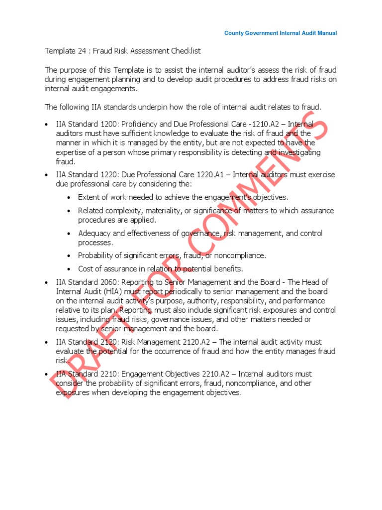 Fraud Risk Assessment Checklist Template | PDF | Internal Audit | Audit