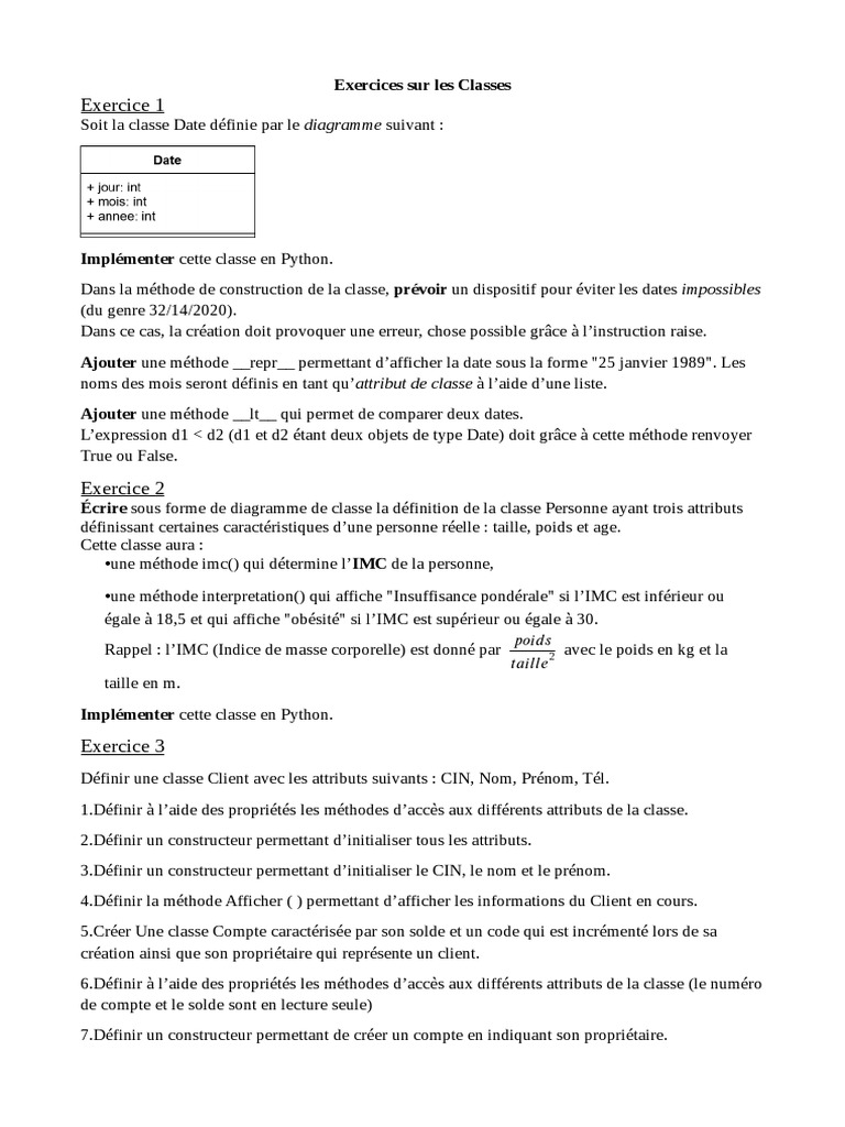 Exercices Poo | PDF | Indice de masse corporelle | Python (Langage de ...