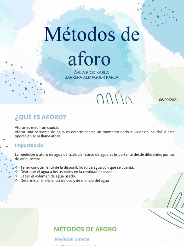 Métodos de Aforo | PDF | Agua | Descarga (hidrología)