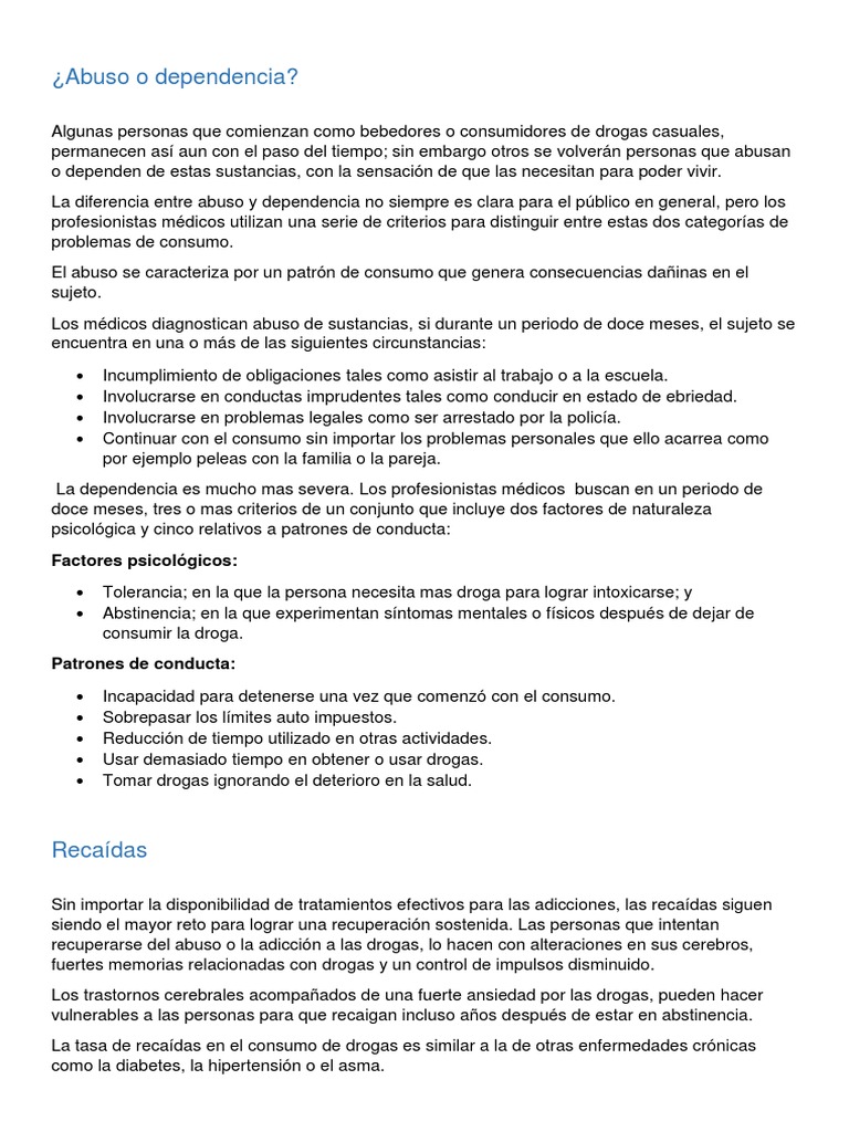 Qué Es Una Adicción TEMA 2 | Descargar gratis PDF | La dependencia de sustancias | Despachador ...
