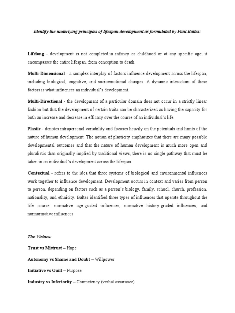 Identify The Underlying Principles of Lifespan Development As ...