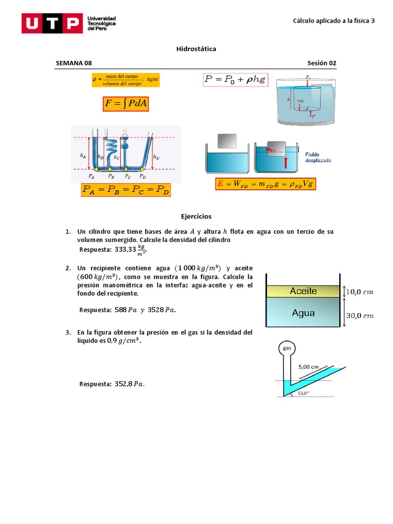 S08.s2 Resolver Ejercicios | PDF | Presión | Densidad