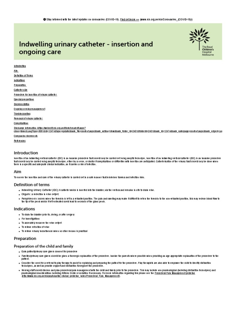 Clinical Guidelines (Nursing) - Indwelling Urinary Catheter - Insertion ...