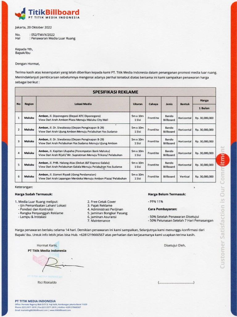 Rate Card Billboard | PDF