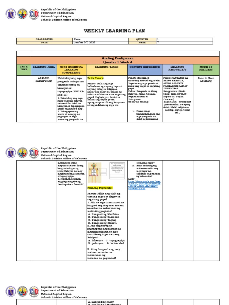 WLP Q1 Week 7 Araling Panlipunan | PDF