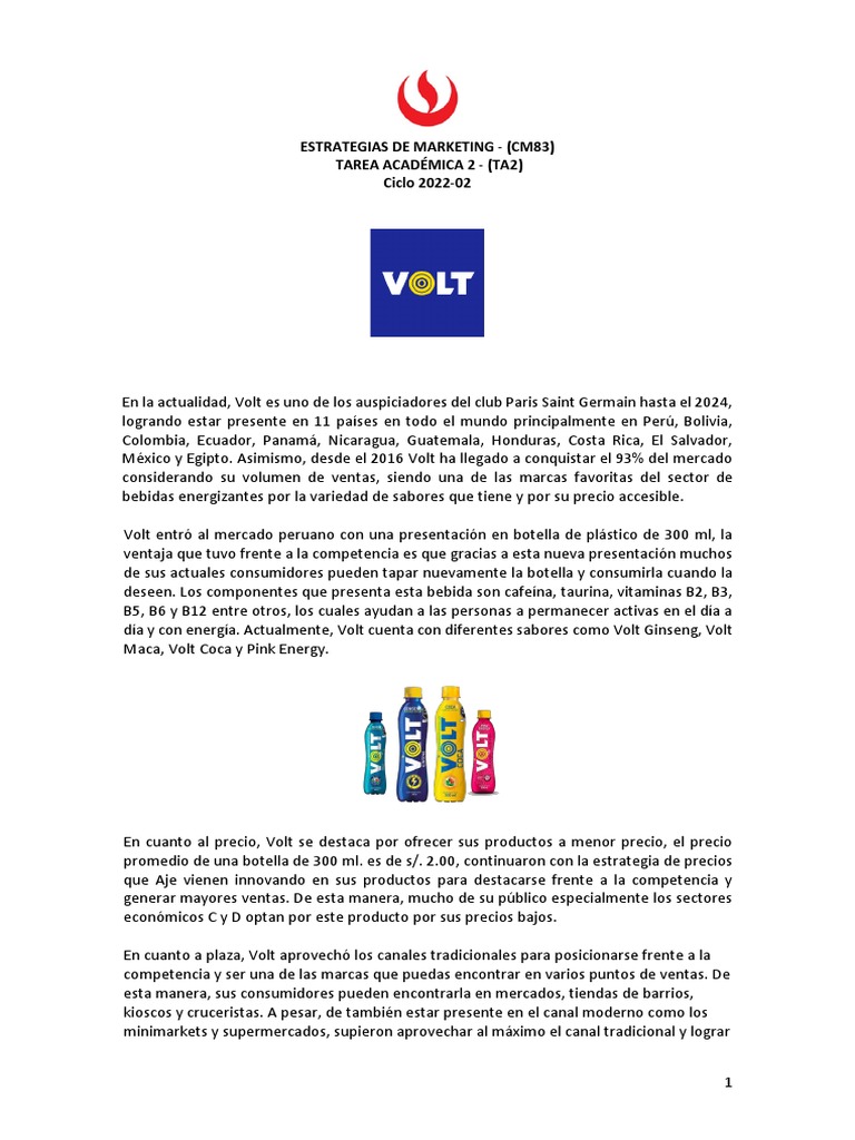 Estrategias de Marketing para Volt | PDF | Análisis FODA | Marketing