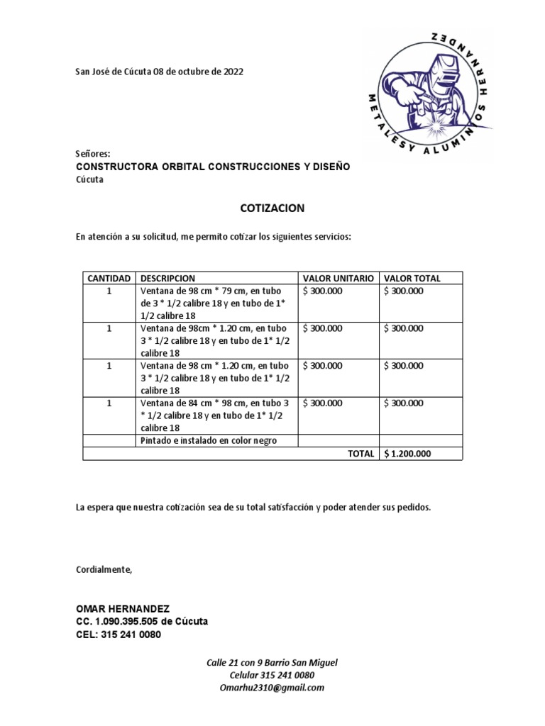 Modelo de Cotizacion | PDF