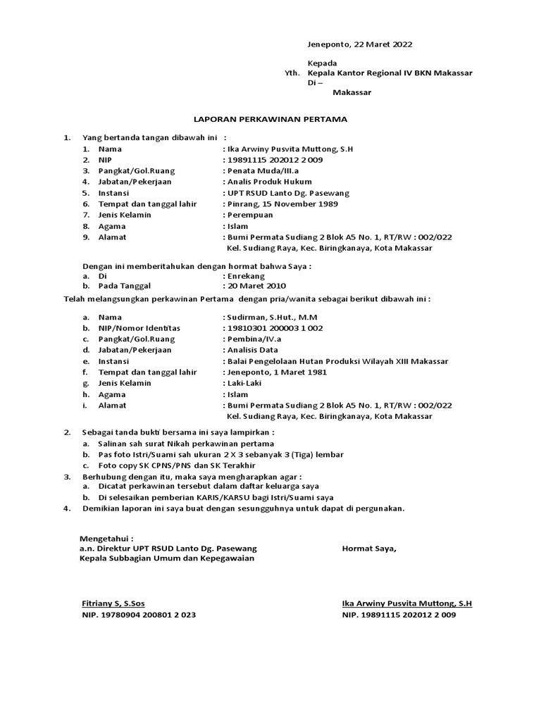 Format Isian Karis Dan Karsu Jadi | PDF
