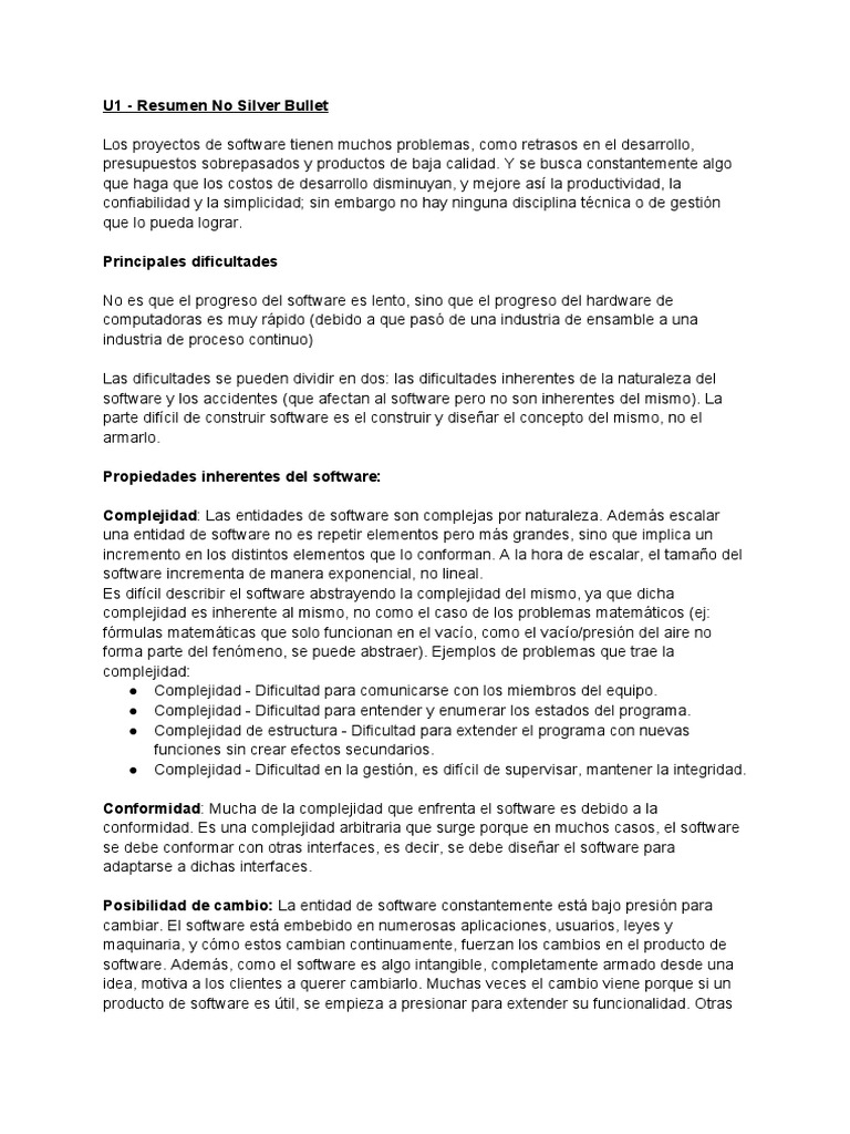 ISW - No Silver Bullet | PDF | Software | Programación de computadoras