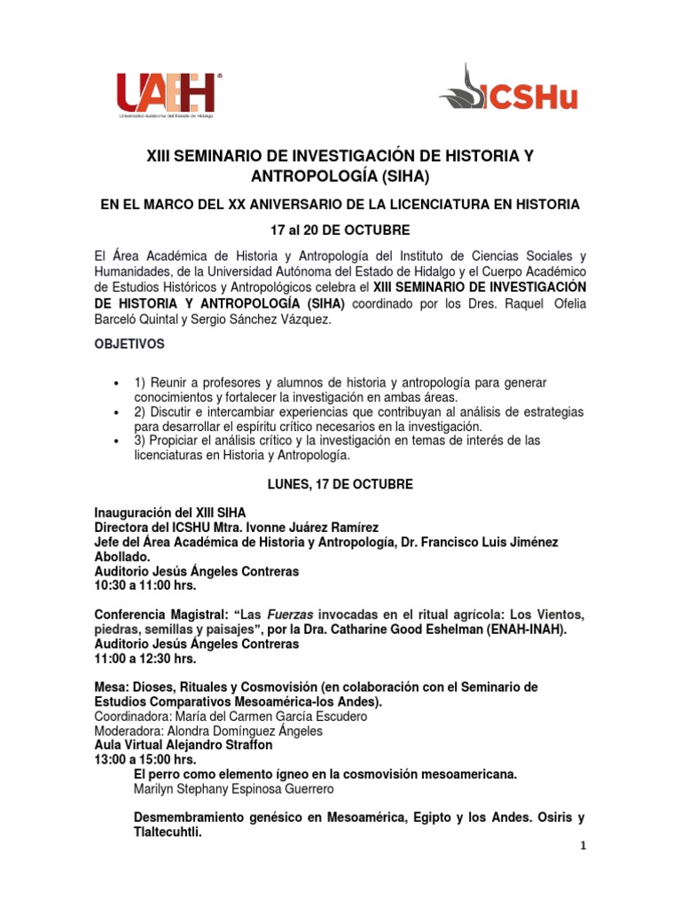 Programa - Xiii Siha | PDF | México | Nueva españa