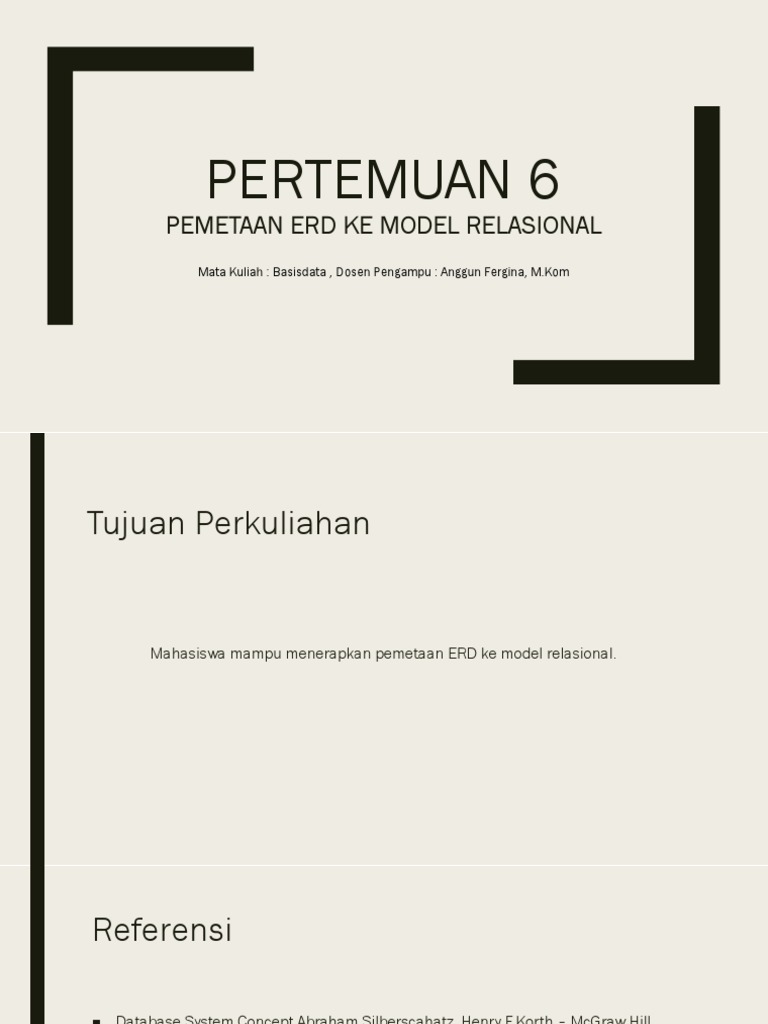 Materi 6 - Pemetaan ERD Ke Model Relasional | PDF