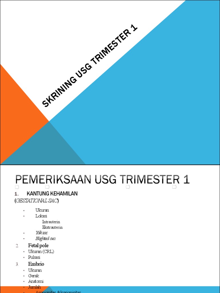 Skrining USG Trimester 1 | PDF