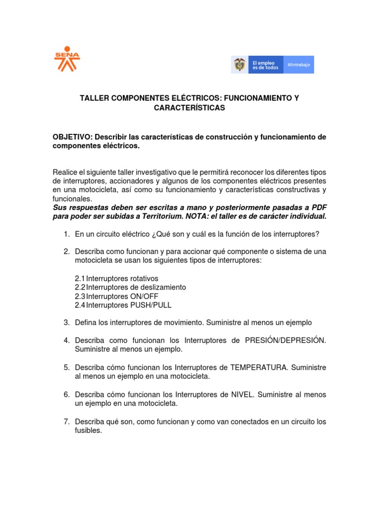 Taller CMPNNTS Elctrics Basicos | PDF