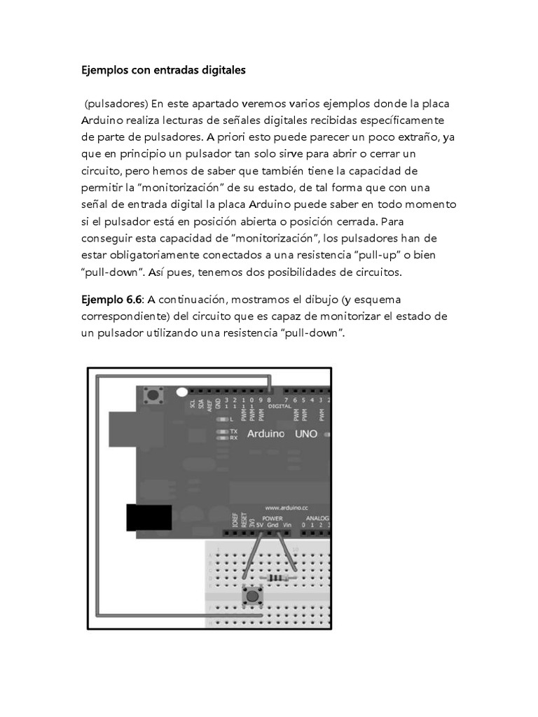 Ejemplos Con Entradas Digitales | PDF | Diodo emisor de luz | Arduino