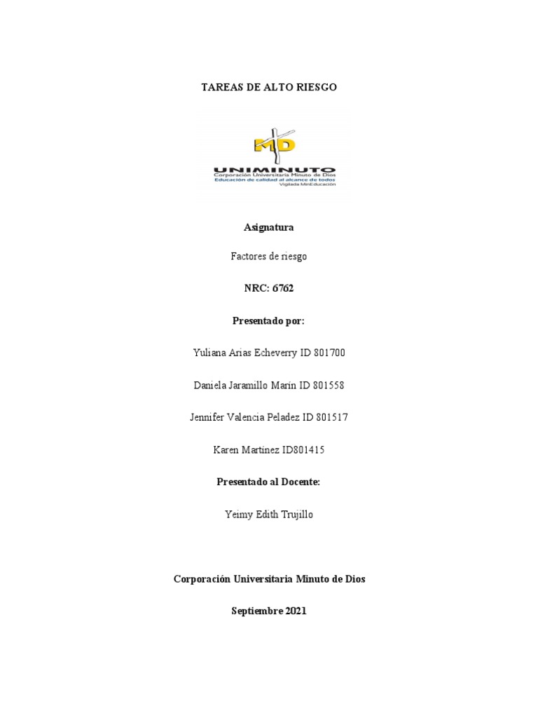 Tareas de Alto Riesgo | PDF | Tecnología