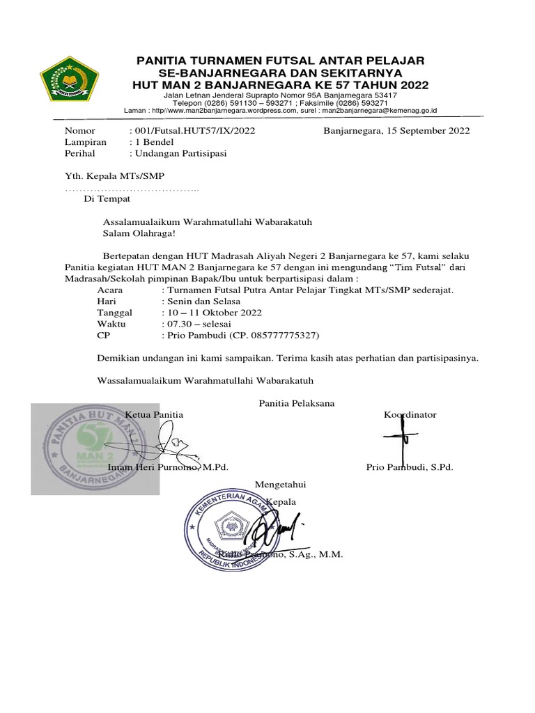 Undangan Futsal MTs - SMP | PDF