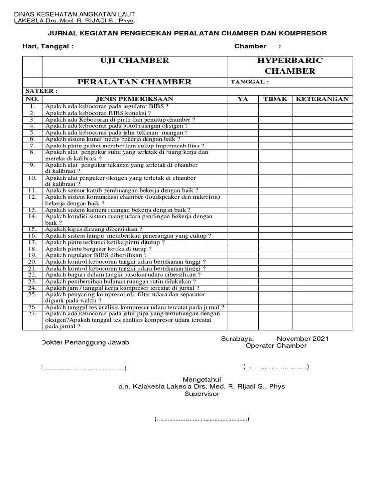 Cheklist Teknisi | PDF