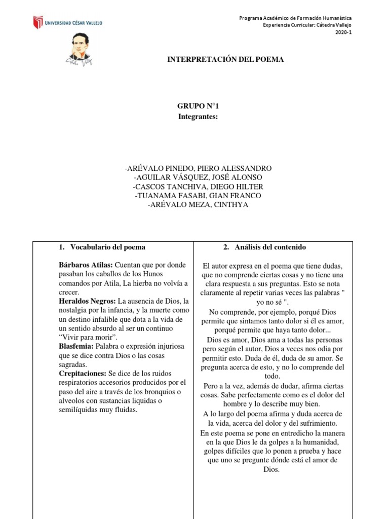 Esquema de Interpretación Del Poema - Los Heraldos Negros | PDF | Poesía | Amor