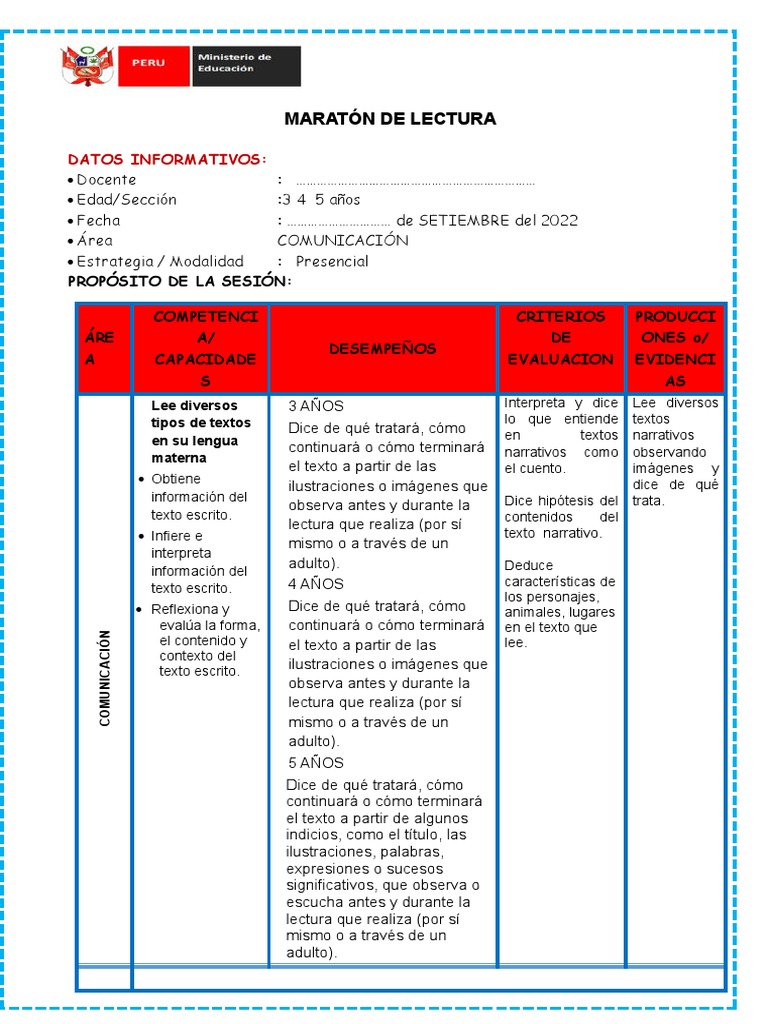 Sesion Maraton de Lectura | PDF | Aprendizaje | Cognición